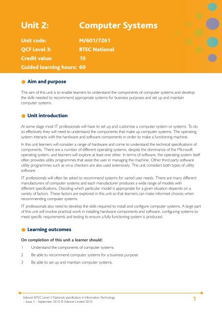 Unit 2: Computer Systems - Edexcel
