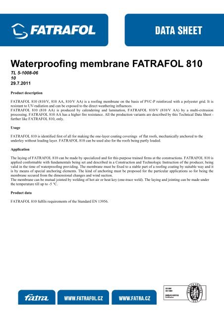 Waterproofing membrane FATRAFOL 810