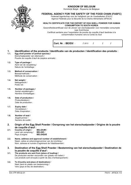 Gezondheidscertificaat - Favv