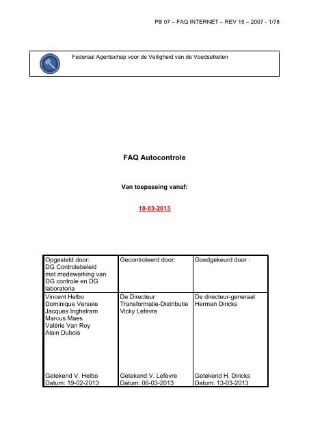 FAQ Autocontrole - Favv