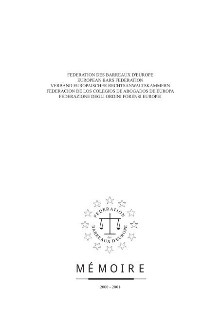 MEM.FEDB 00/01 -1 - Fédération des Barreaux d'Europe