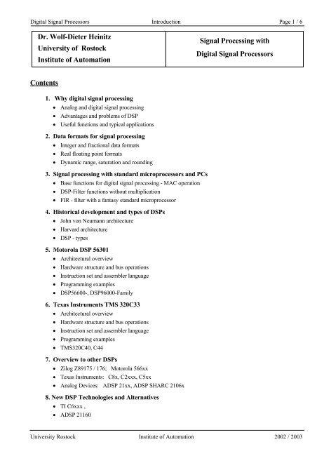 Digital Signal Processors