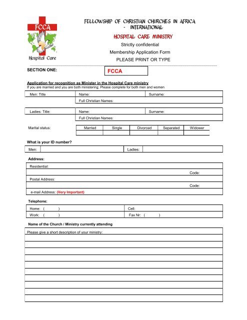 Membership Application Form - SA - FCCA-Int