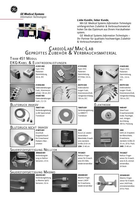 CARDIOLAB/MAC-LAB geprüftes Zubehör & Verbrauchsmaterial