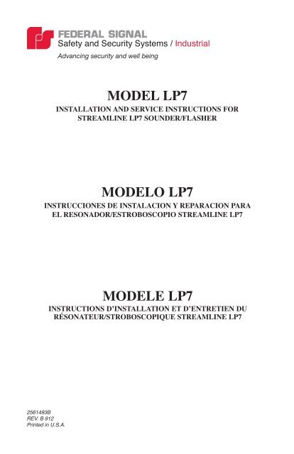 modele lp7 modelo lp7 model lp7 - Federal Signal