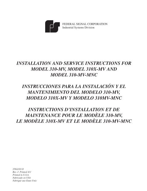installation and service instructions for model 310 ... - Federal Signal
