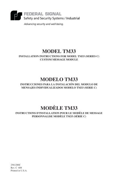 MODEL TM33 MODELO TM33 MODÈLE TM33 - Federal Signal