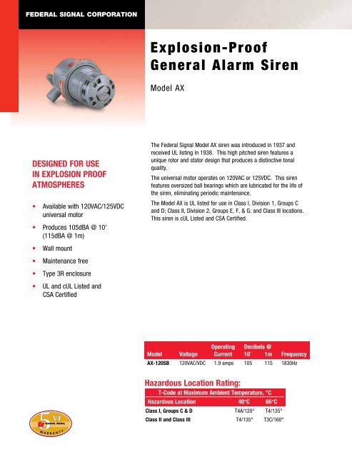 Explosion-Proof General Alarm Siren - Federal Signal
