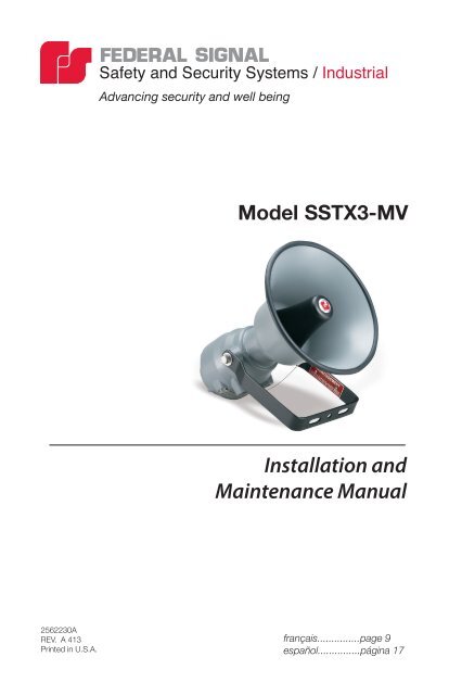 Installation and Maintenance Manual - Federal Signal