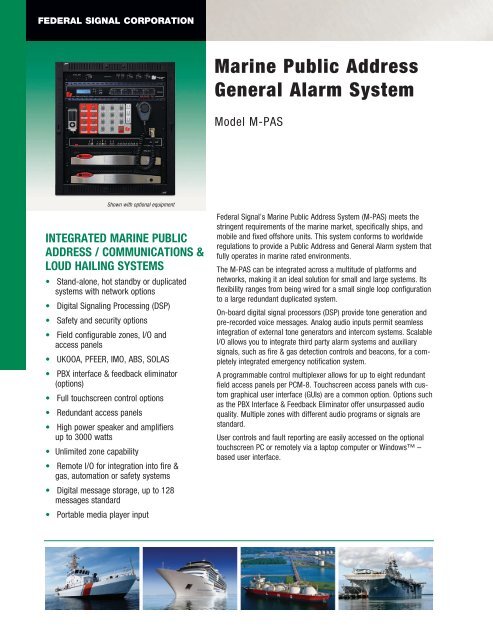 Marine Public Address General Alarm System - Federal Signal