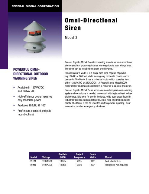 Omni-Directional Siren - Federal Signal