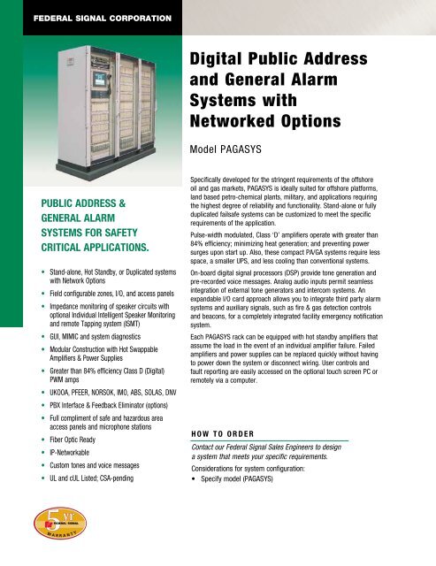 Digital Public Address and General Alarm Systems ... - Federal Signal