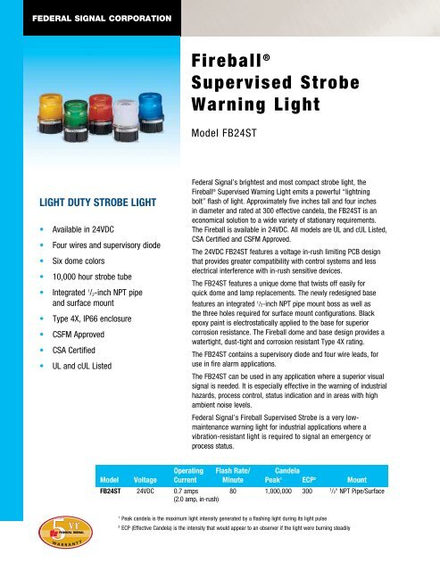 Fireball® Supervised Strobe Warning Light - Federal Signal