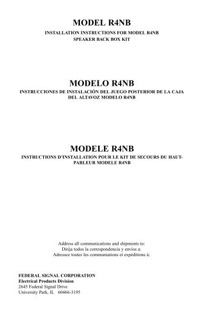 model r4nb - Federal Signal