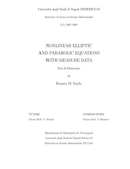Nonlinear Elliptic And Parabolic Equations With Measure Data Fedoa