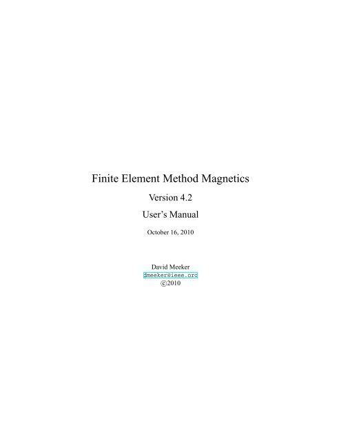 Reference Manual - Finite Element Method Magnetics