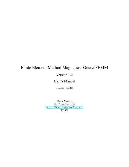 Finite Element Method Magnetics Octavefemm