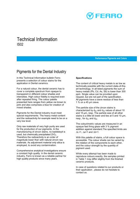 Pigments for the Dental Industry - Ferro