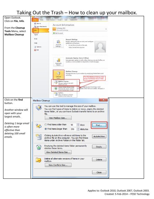 Outlook Mailbox Cleanup Tool