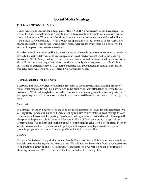 Sample Social Media Plan 1