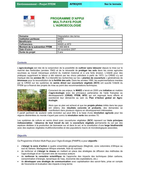 Télécharger la fiche de communication en format PDF - FFEM