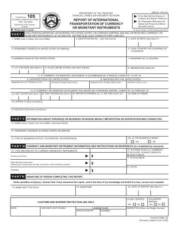 Customs Form 4790 (031695)
