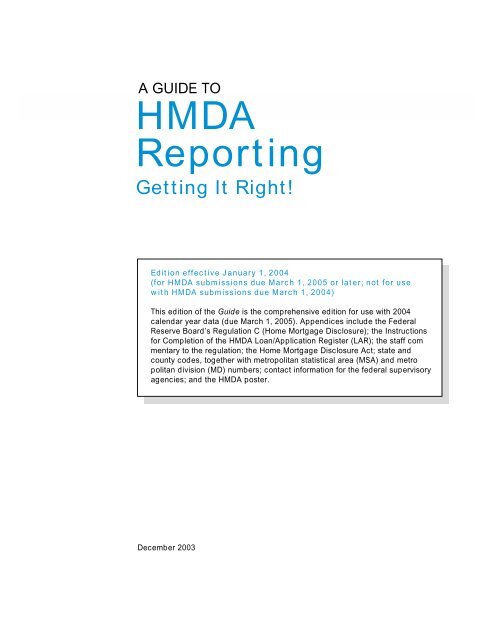A GUIDE TO HMDA