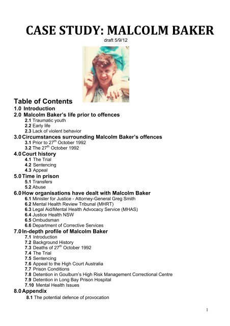 Case Study Of Malcolm George Baker 05-09-2012 - Justice Action