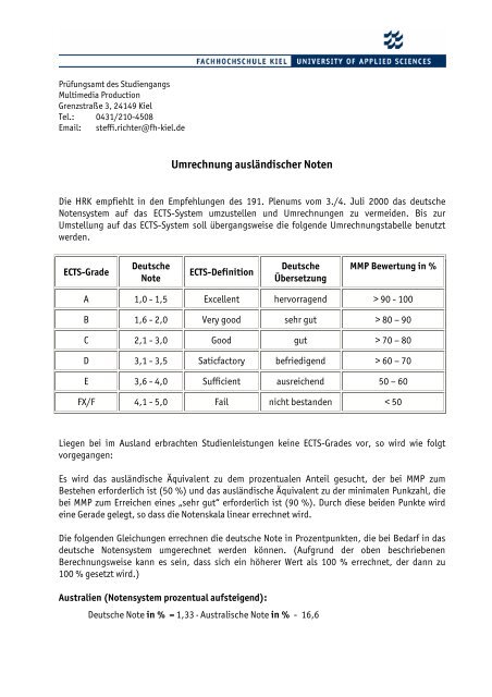 (Umrechnung ausl\344ndischer Noten)