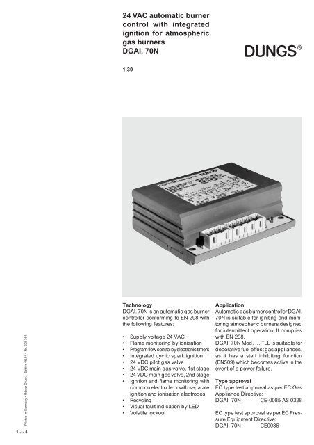 24 VAC automatic burner control with integrated ... - fh-teknik a/s