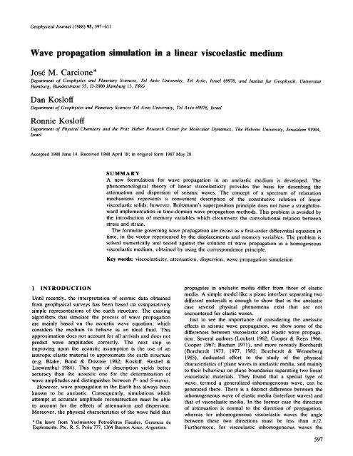 Wave Propagation Simulation In A Linear Viscoelastic Researchgate