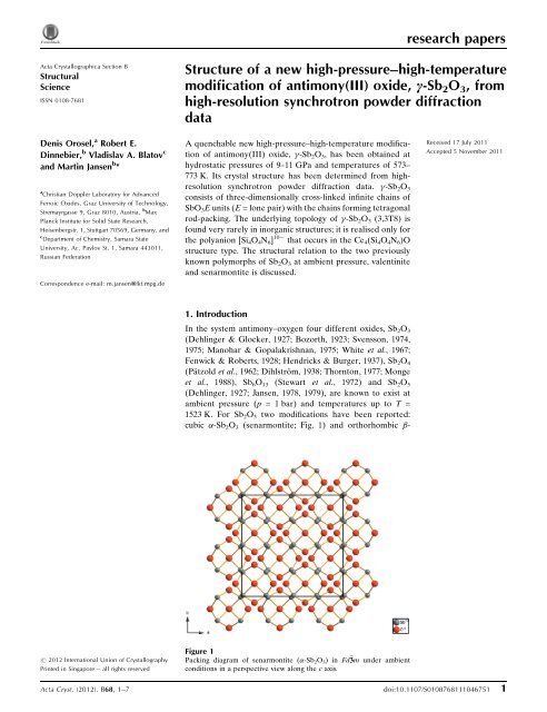 Structure of a new high-pressure-high-temperature modification of ...