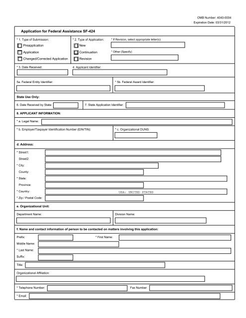 Application for Federal Assistance (SF-424) (PDF)