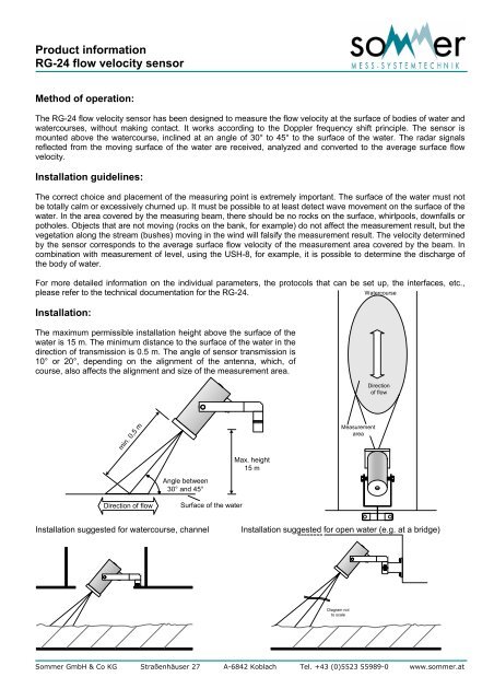 Product information RG-24 flow velocity sensor