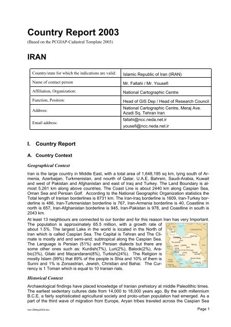 Country Report 2003 - Cadastral Template