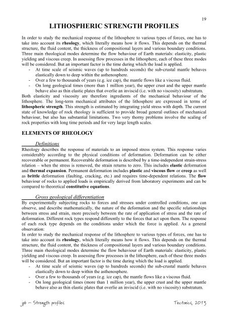 LITHOSPHERIC STRENGTH PROFILES