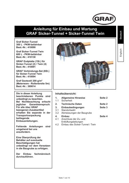 Anleitung für Einbau und Wartung GRAF Sicker-Tunnel + Sicker ...