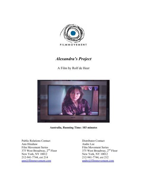 Alexandra's Project - Film Movement