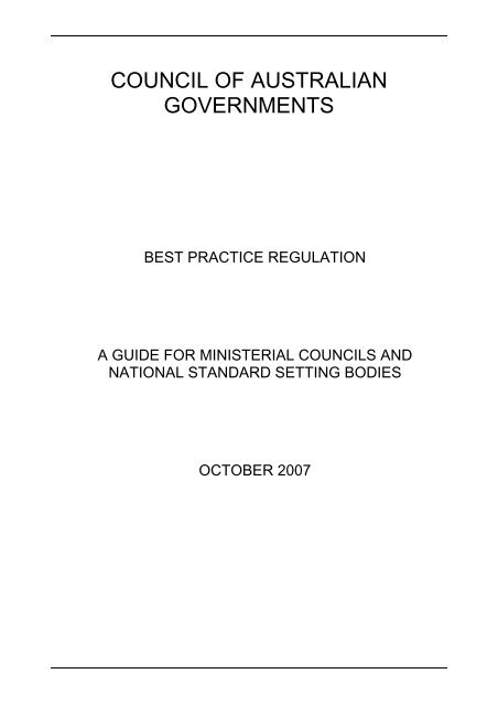 Best Practice Regulation - Department of Finance and Deregulation
