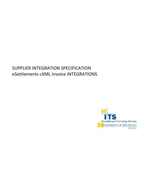 eSettlements cXML Invoices Integration Specification - Finance ...