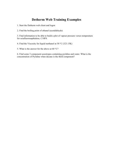 Detherm Web Training Examples - CDS