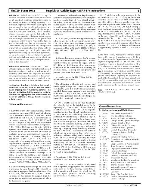 1 FinCEN Form 101a Suspicious Activity Report (SAR-SF) Instructions