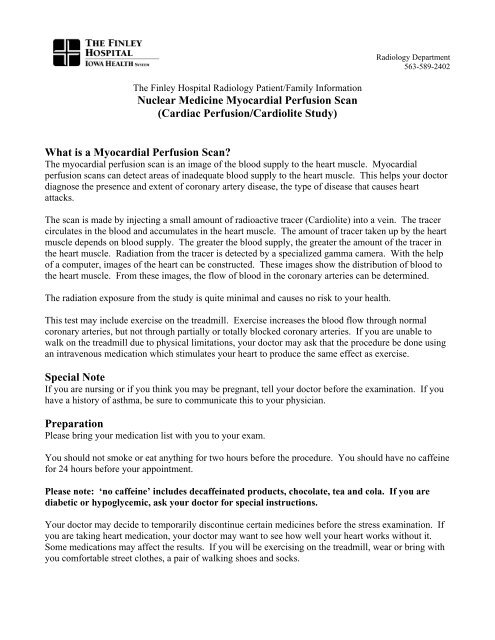 NM Myocardial Perfusion Scan - The Finley Hospital