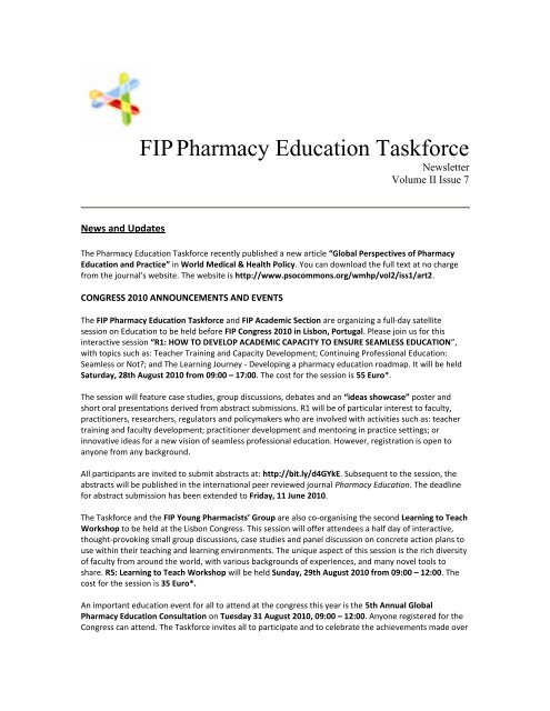 Service learning in pharmacy (S L I P) - International Pharmaceutical ...