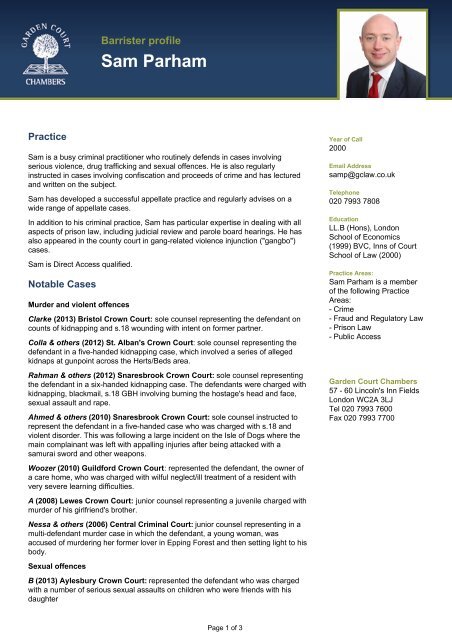 1 Garden Court Barristers Chambers | Fasci Garden