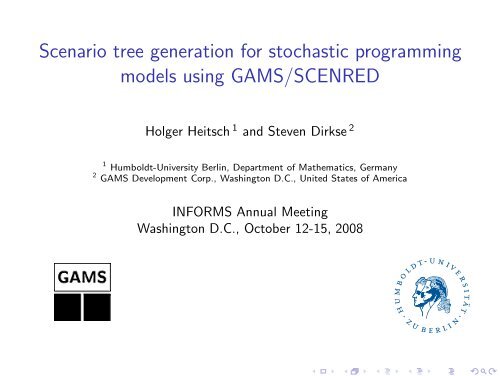 Scenario tree generation for stochastic programming ... - GAMS Scenario tree generation for stochastic programming ... - GAMS