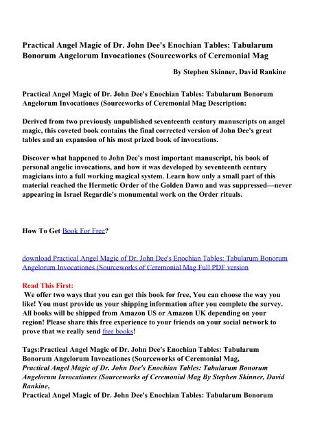 Practical Angel Magic of Dr. John Dee's Enochian ... - Book For Free