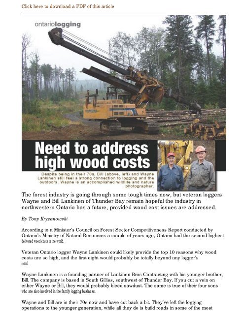 to download a PDF of this article - Logging and Sawmilling Journal