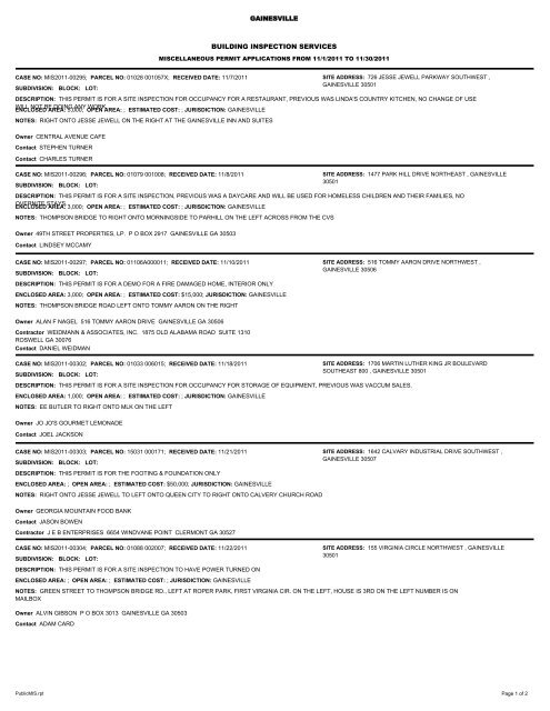 BUILDING INSPECTION SERVICES - Gainesville, GA