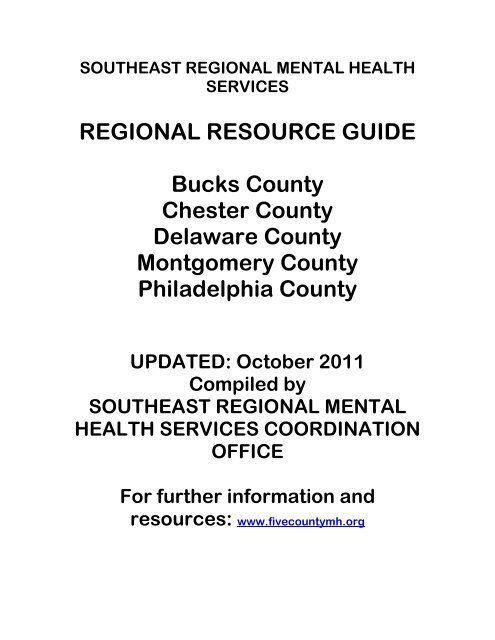 REGIONAL RESOURCE GUIDE Bucks County ... - Fivecountymh.org